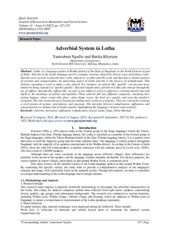 (PDF) Adverbial System in Lotha