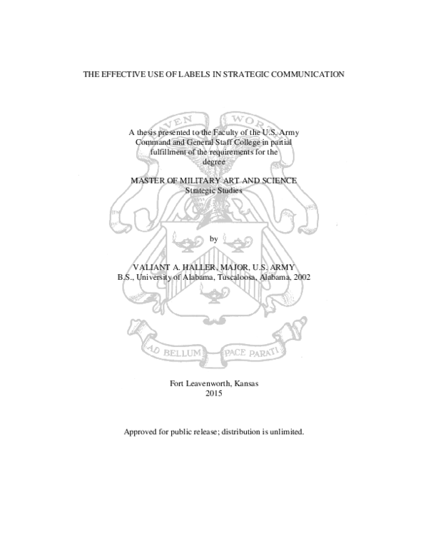 (PDF) The Effective Use of Labels in Strategic Communication