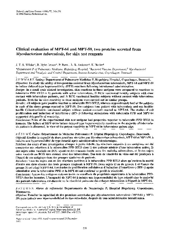 (PDF) Clinical evaluation of MPT-64 and MPT-59, two proteins secreted ...