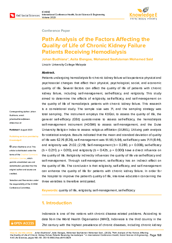 (PDF) Path Analysis of the Factors Affecting the Quality of Life of ...