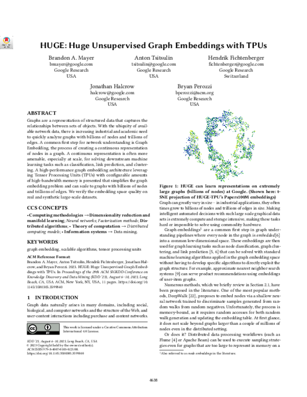(PDF) HUGE: Huge Unsupervised Graph Embeddings with TPUs