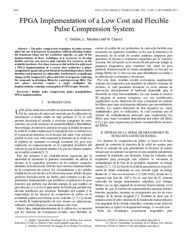 (PDF) FPGA Implementation of a Low Cost and Flexible Pulse Compression ...