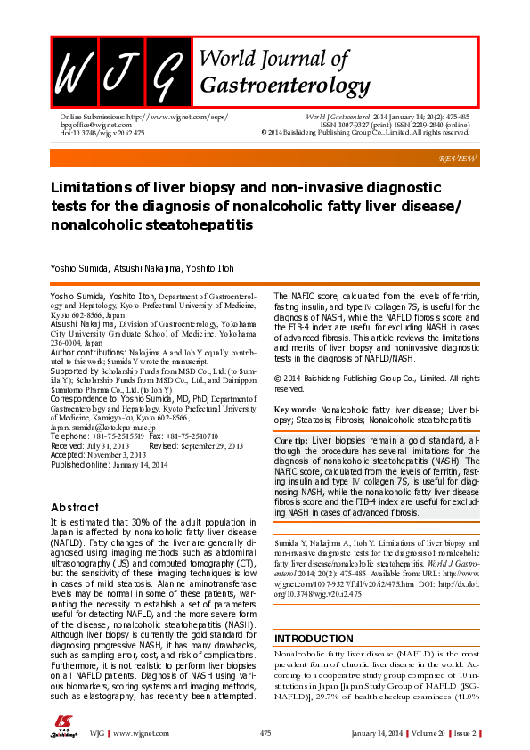 (PDF) Limitations of liver biopsy and non-invasive diagnostic tests for ...