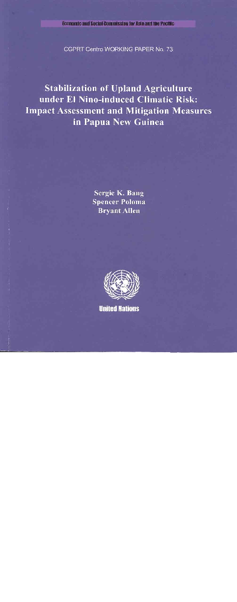 (PDF) Stabilization of Upland Agriculture under El Nino-Induced ...