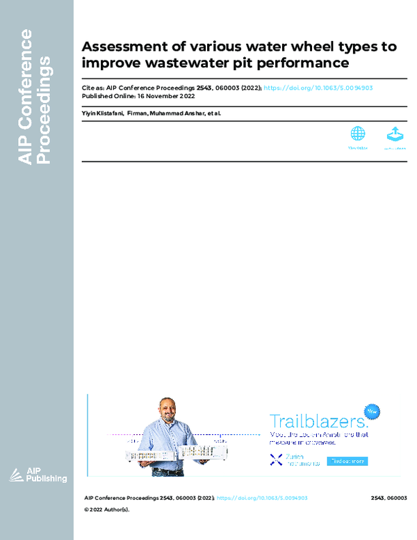 (PDF) Assessment of various water wheel types to improve wastewater pit ...