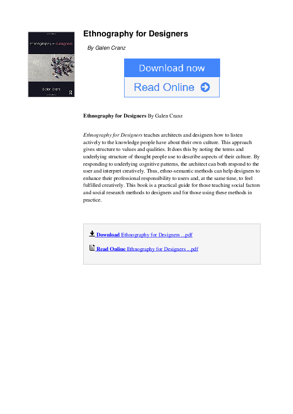 (PDF) Ethnography for Designers