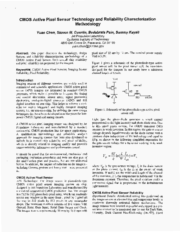 (PDF) CMOS active pixel sensor technology and reliability characterization methodology