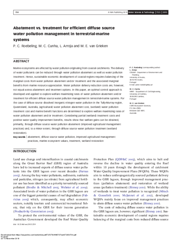 (PDF) Abatement vs. treatment for efficient diffuse source water ...