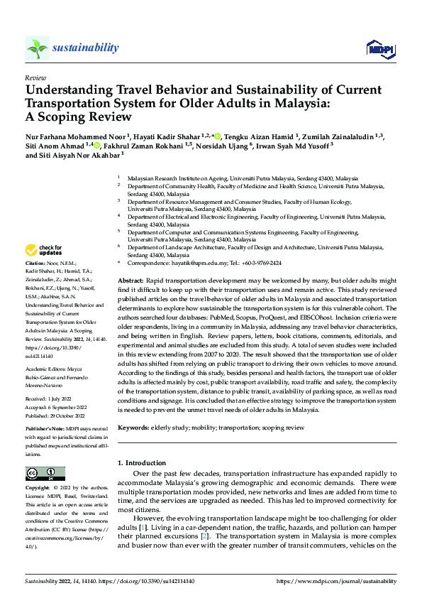 (PDF) Understanding Travel Behavior and Sustainability of Current ...