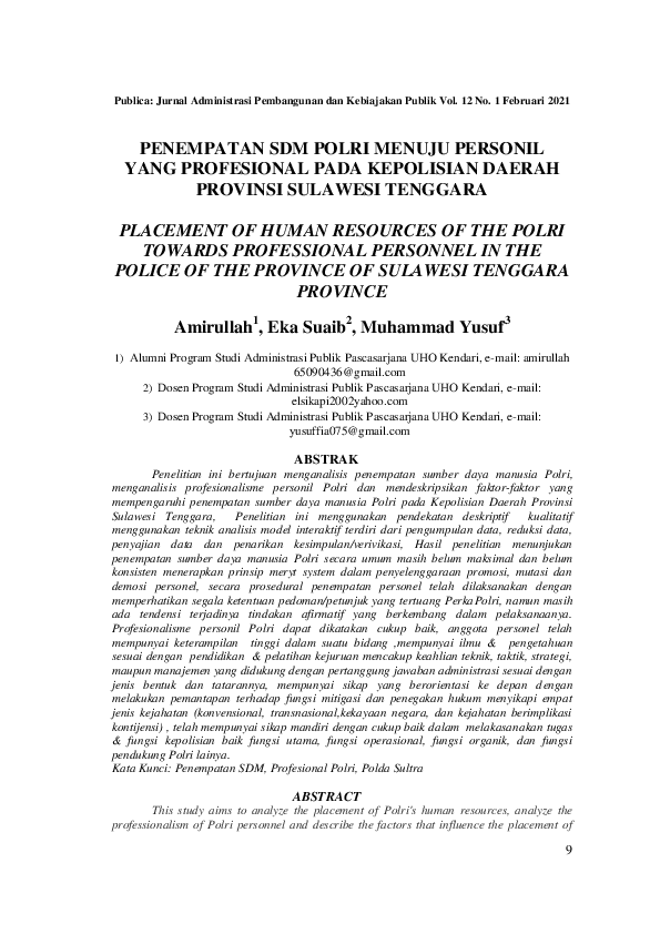 (PDF) Penempatan SDM Polri Menuju Personil Yang Profesional Pada ...