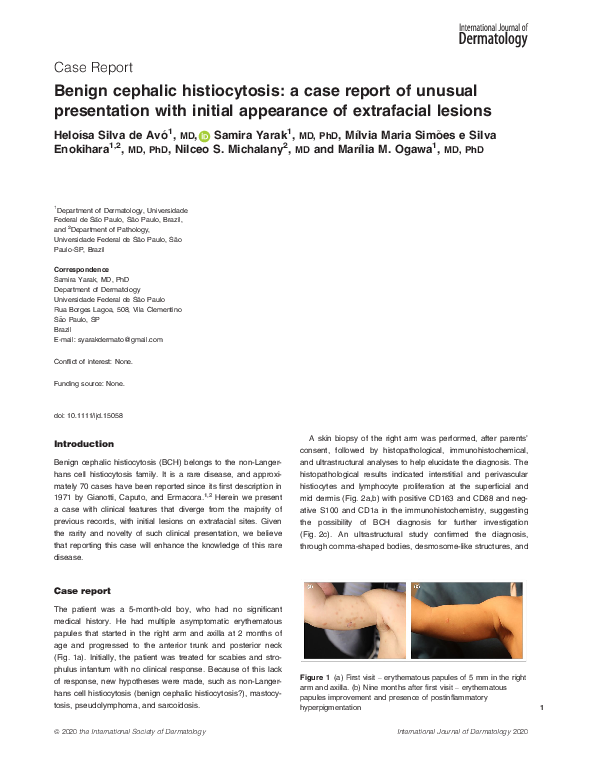 (PDF) Benign cephalic histiocytosis: a case report of unusual ...