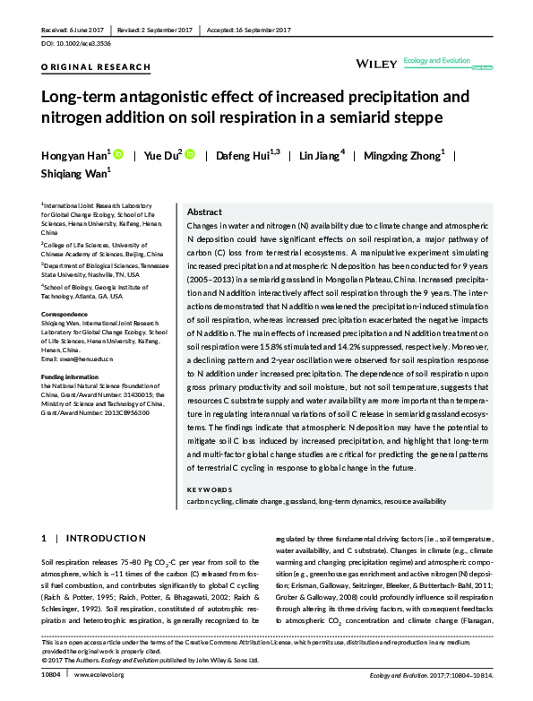 (PDF) Long-term antagonistic effect of increased precipitation and ...
