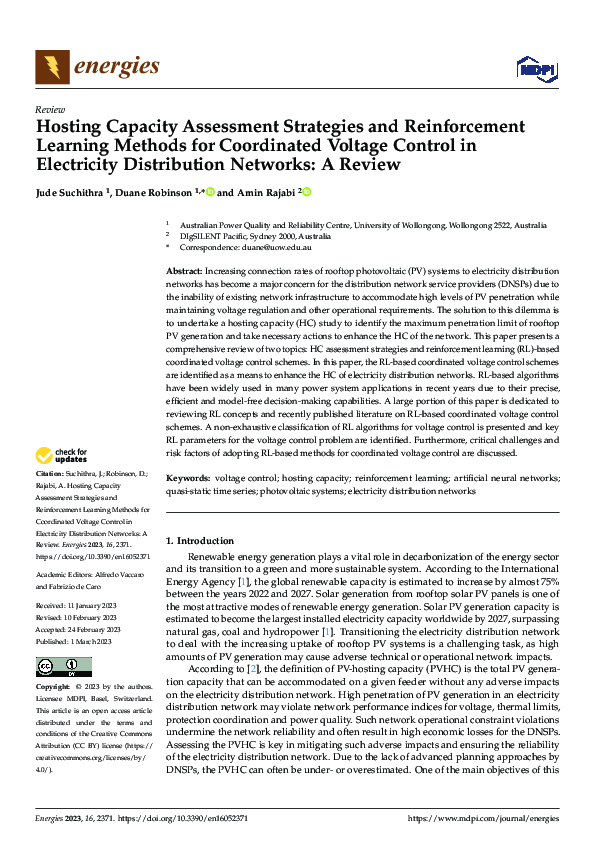 (PDF) Hosting Capacity Assessment Strategies and Reinforcement Learning Methods for Coordinated ...