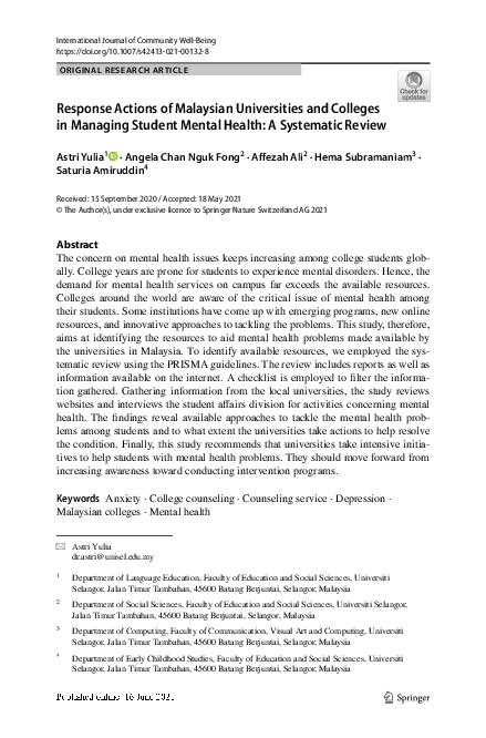 (PDF) Response Actions of Malaysian Universities and Colleges in ...