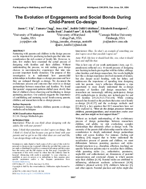 (PDF) The Evolution of Engagements and Social Bonds During Child-Parent ...