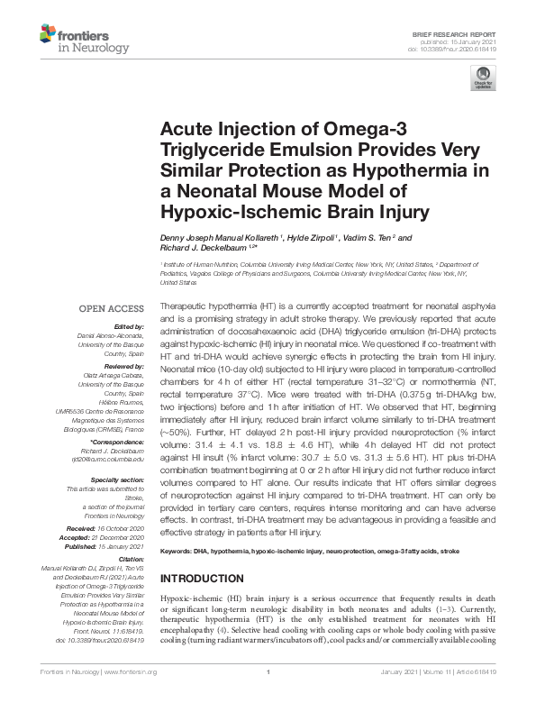 (PDF) Acute Injection of Omega-3 Triglyceride Emulsion Provides Very ...