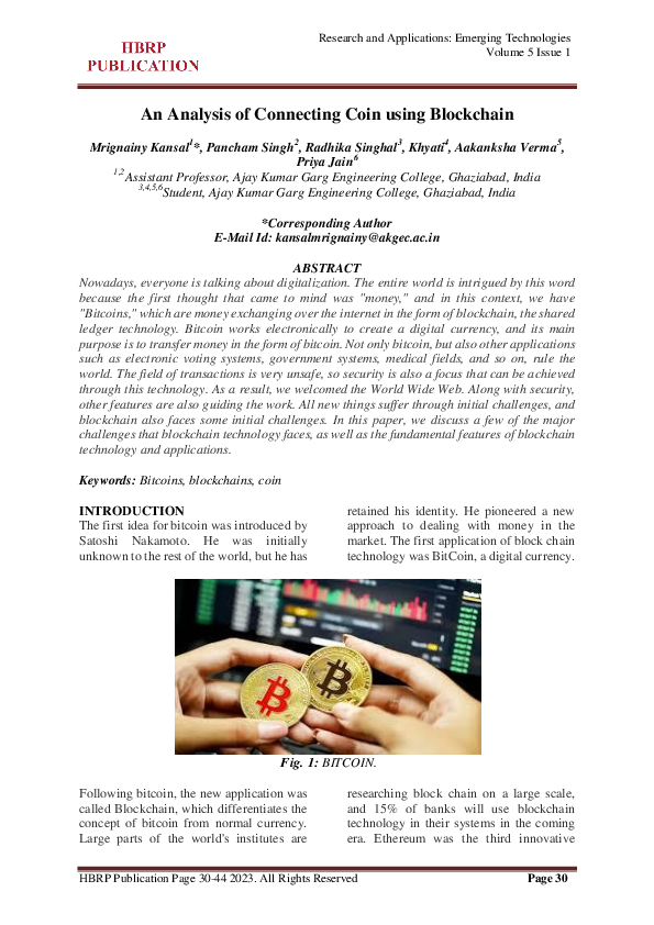 (PDF) An Analysis of Connecting Coin using Blockchain