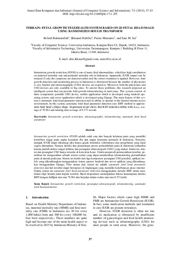 (PDF) TERRAIN: FETAL GROWTH TELEHEALTH SYSTEM BASED ON 2D FETAL HEAD IMAGE USING RANDOMIZED ...