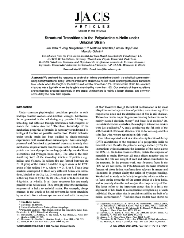 (PDF) Structural Transitions in the Polyalanine α-Helix under Uniaxial ...