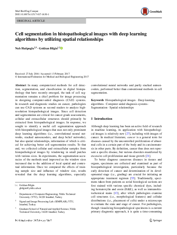 Pdf Cell Segmentation In Histopathological Images With Deep Learning Algorithms By Utilizing