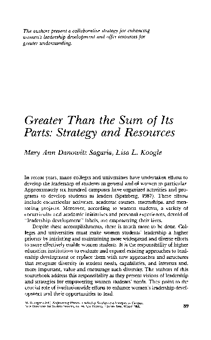 (PDF) Greater than the sum of its parts: Strategy and resources