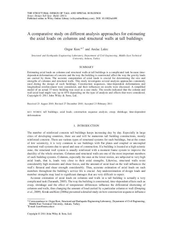 (PDF) A comparative study on different analysis approaches for estimating the axial loads on ...