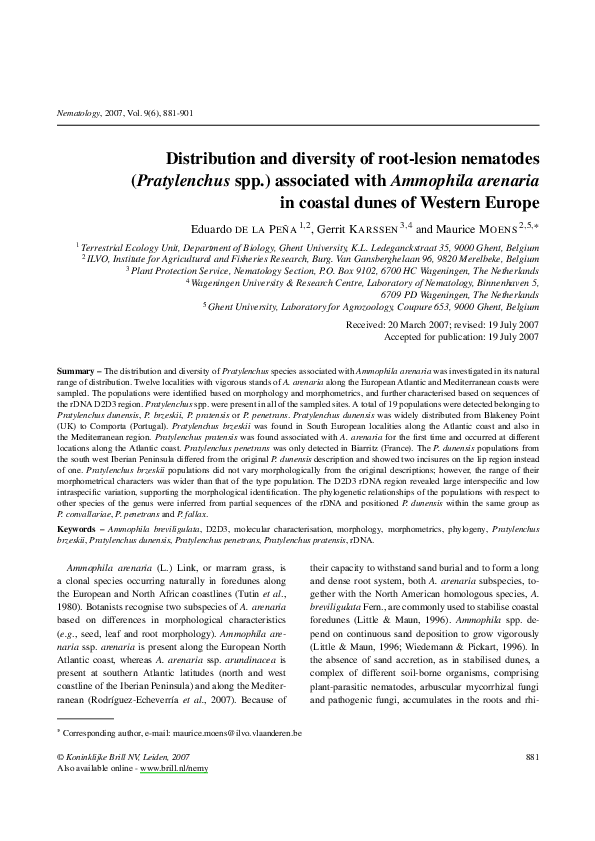 (PDF) Distribution and diversity of root-lesion nematodes (Pratylenchus ...