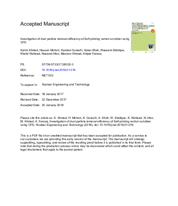Pdf Investigation Of Dust Particle Removal Efficiency Of Self Priming