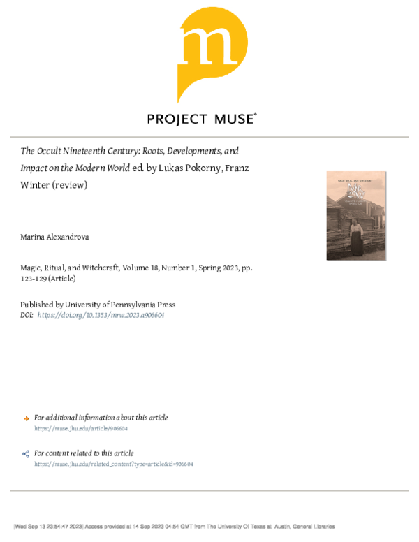 Review: The Occult Nineteenth Century: Roots, Developments, and Impact ...