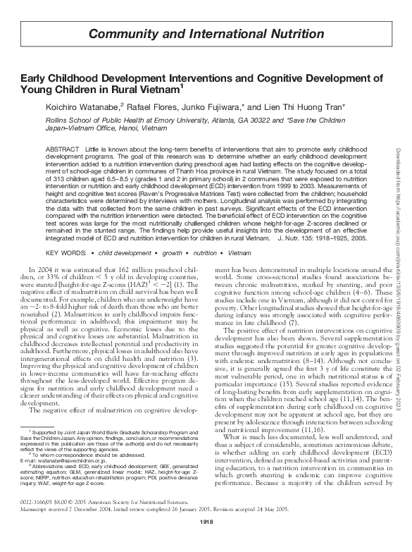(PDF) Early childhood development interventions and cognitive ...