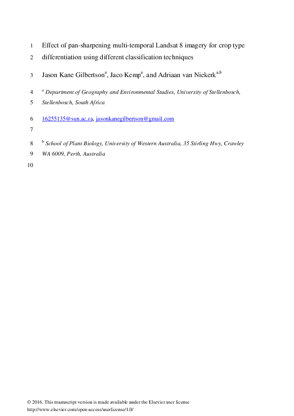 Pdf Effect Of Pan Sharpening Multi Temporal Landsat 8 Imagery For