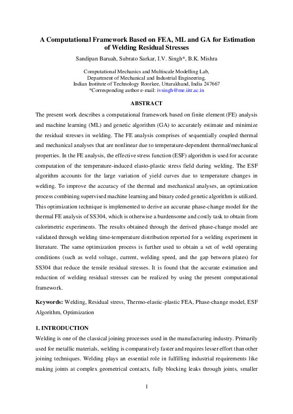Pdf A Computational Framework Based On Fea Ml And Ga For Estimation