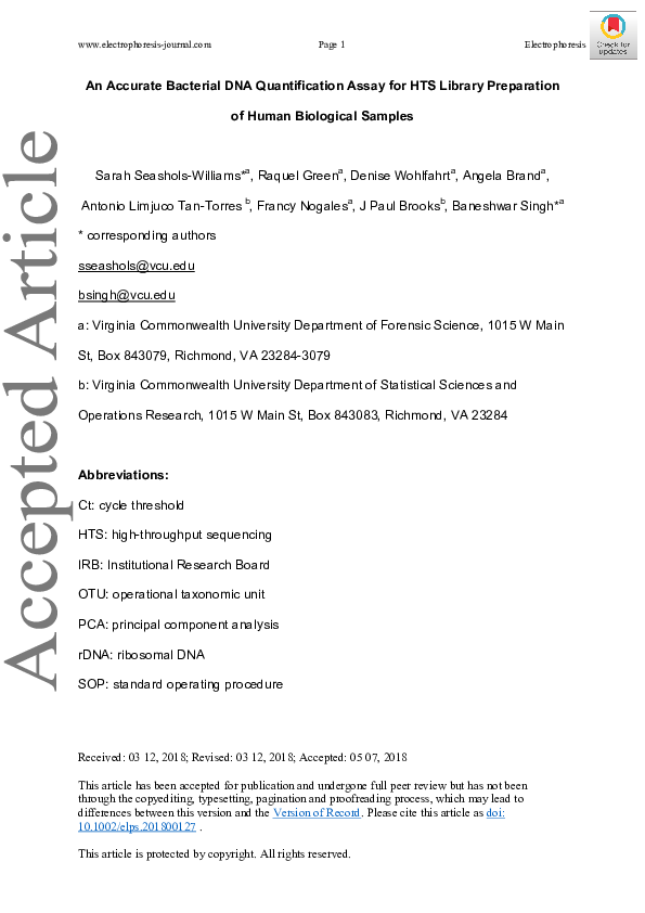 (PDF) An accurate bacterial DNA quantification assay for HTS library ...