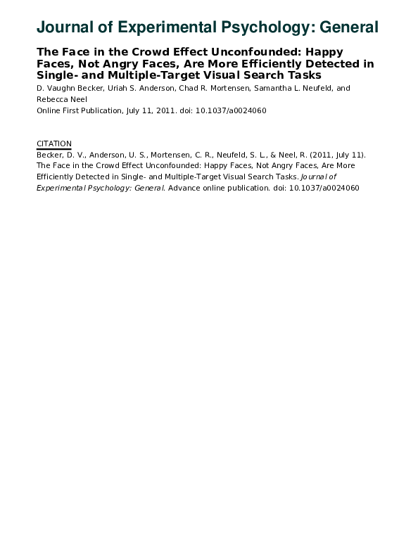 (PDF) The face in the crowd effect unconfounded: happy faces, not angry ...
