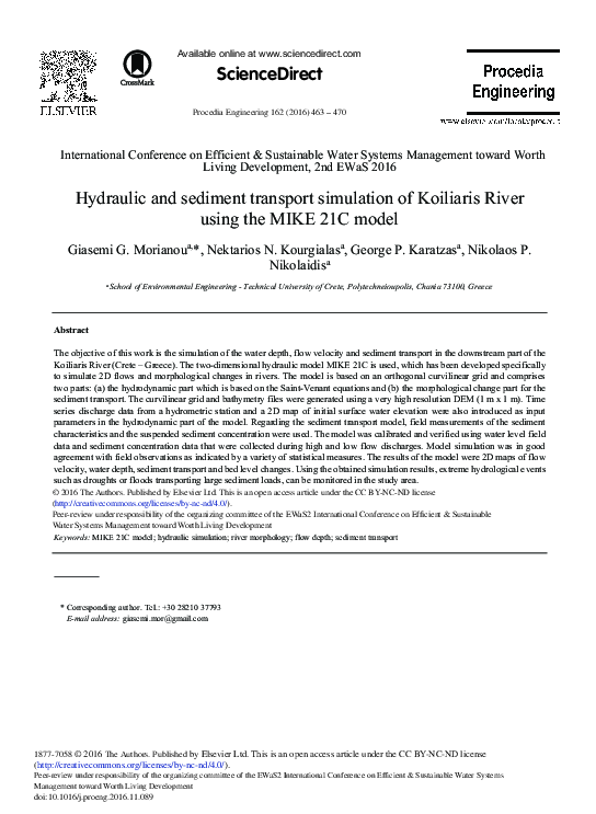 (PDF) Hydraulic and Sediment Transport Simulation of Koiliaris River ...
