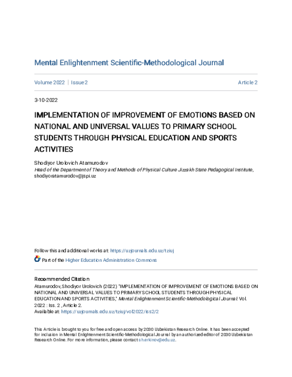 (PDF) IMPLEMENTATION OF IMPROVEMENT OF EMOTIONS BASED ON