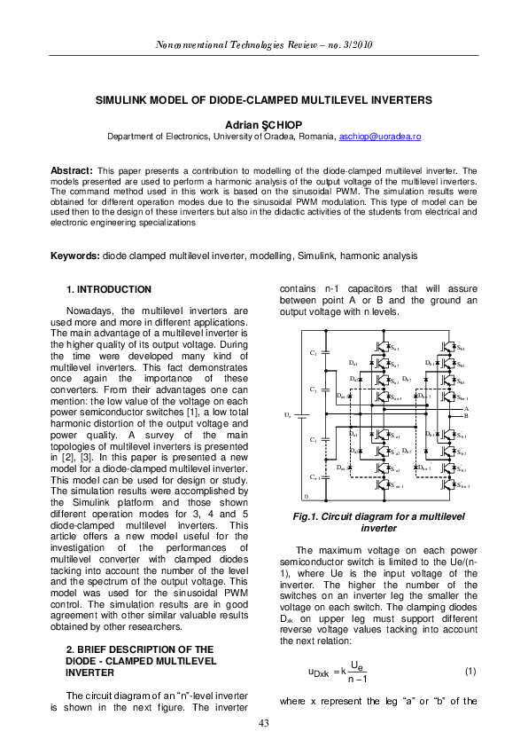 (PDF) Simulink Model of Diode-Clamped Multilevel Inverters | Adrian Schiop - Academia.edu