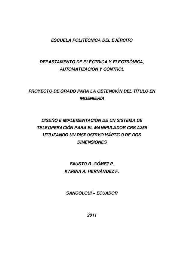 (PDF) Diseño e implementación de un sistema de Tele-operación para el ...