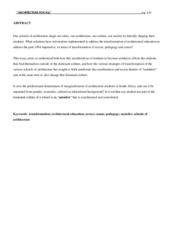 (PDF) Architecture for All - Published Paper