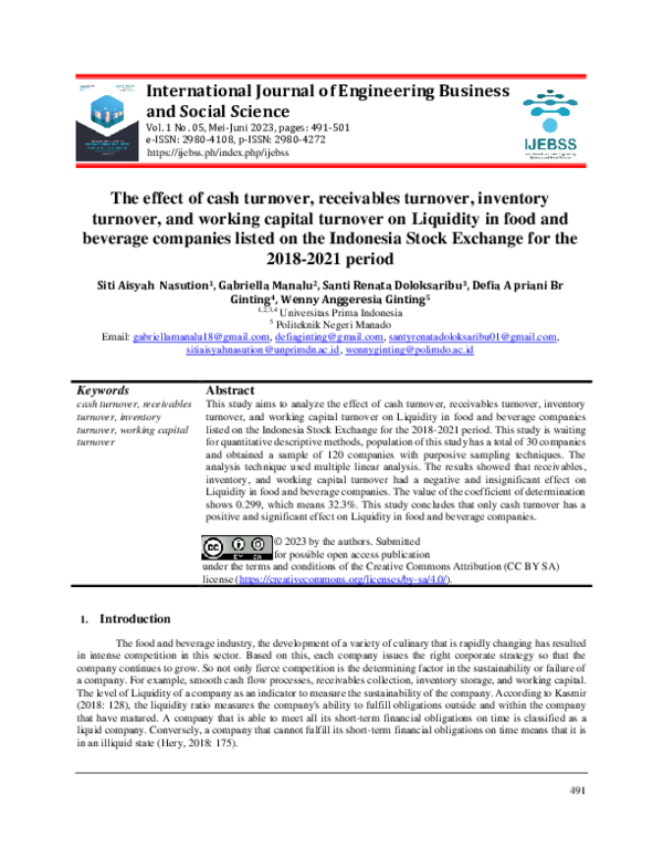 (PDF) The Influence of Cash Turnover, Receivables Turnover, Inventory ...