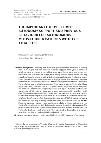 (PDF) The importance of perceived autonomy support and past behaviour ...