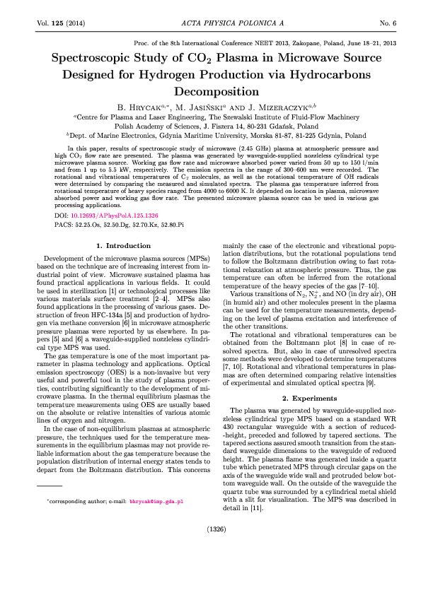 (PDF) Spectroscopic Study of CO_2 Plasma in Microwave Source Designed ...