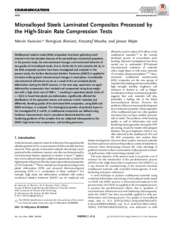 (PDF) Microalloyed Steels Laminated Composites Processed by the High ...