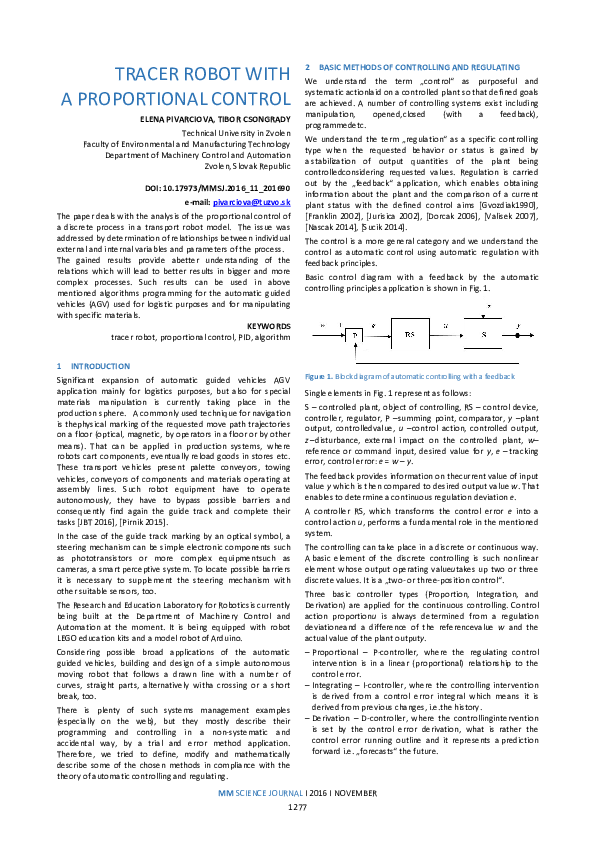 (PDF) Tracer Robot with a Proportional Control