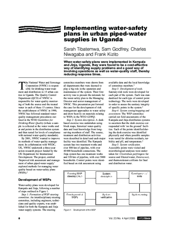 (PDF) Implementing water-safety plans in urban piped-water supplies in ...