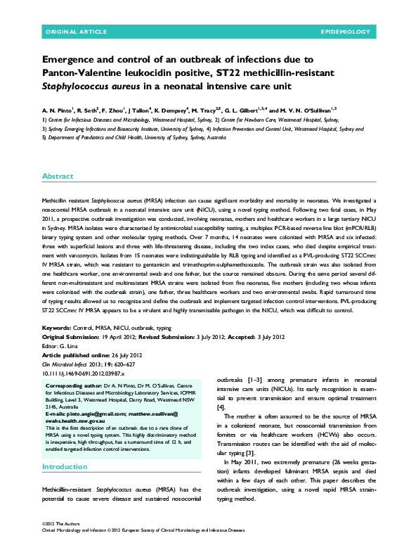 (PDF) Emergence and control of an outbreak of infections due to Panton ...