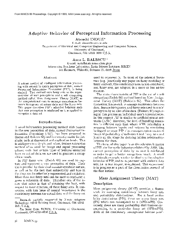 (PDF) Adaptive Behavior of Perceptual Information Processing