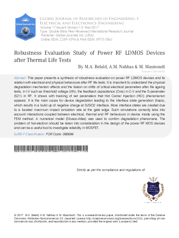 (PDF) Robustness Evaluation Study of Power RF LDMOS Devices After ...