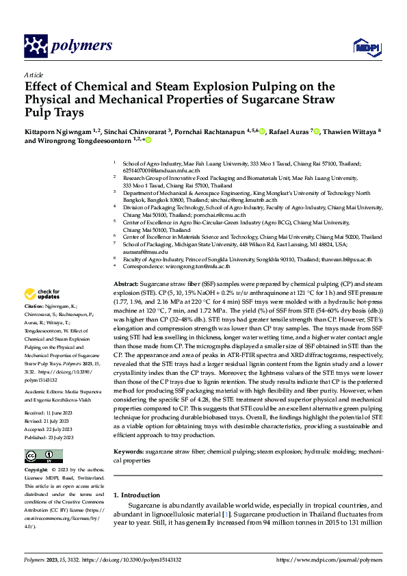 (PDF) Effect of Chemical and Steam Explosion Pulping on the Physical ...