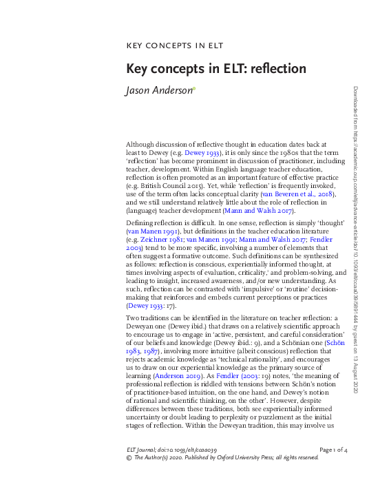(PDF) Reflection: Key concepts in ELT